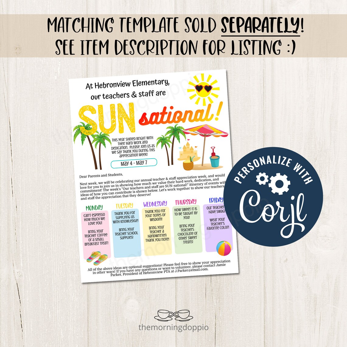 Printable/editable Sun-sational Theme Teacher and Staff - Etsy