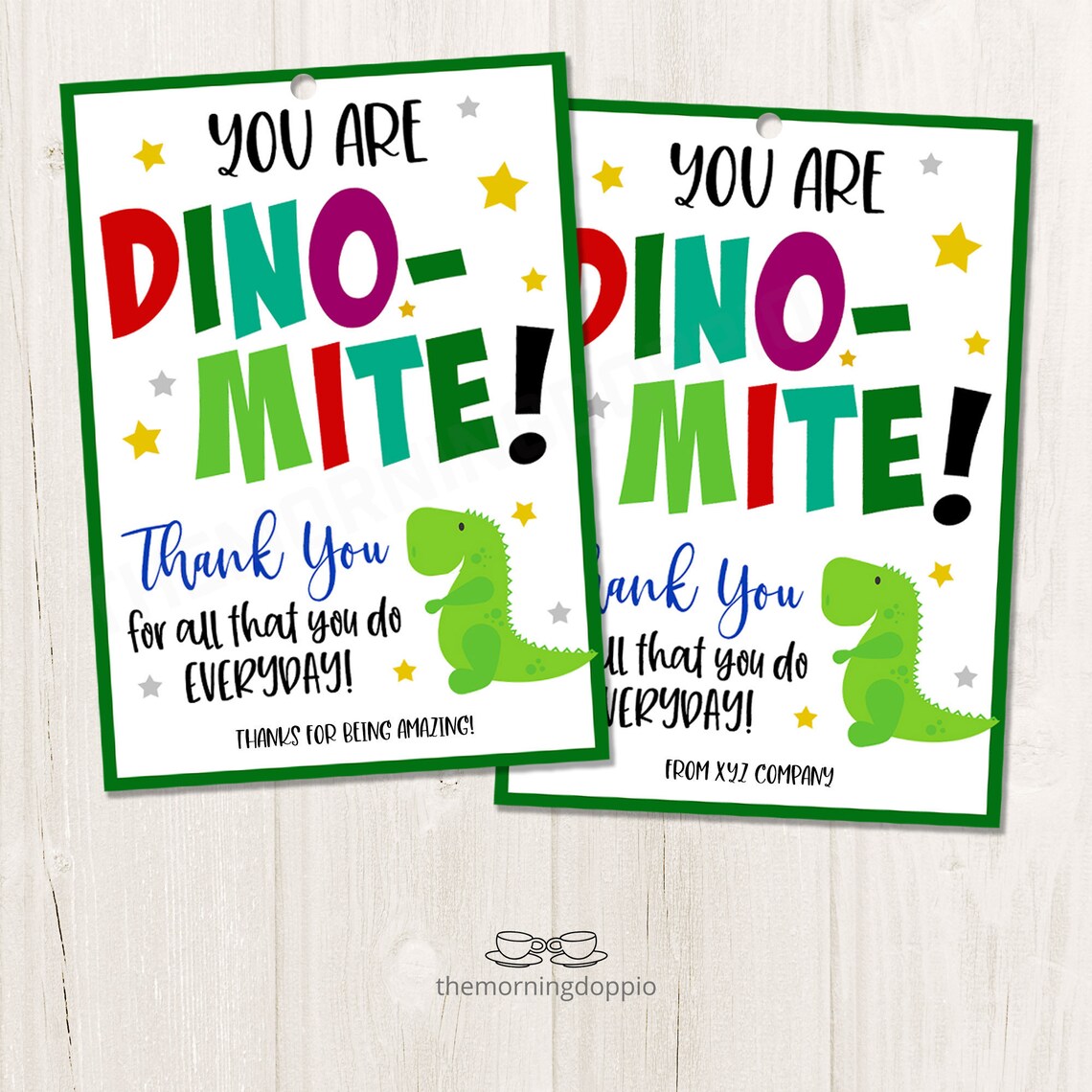 Printable/editable You Are a Dino-mite Gift Tag Thank You - Etsy