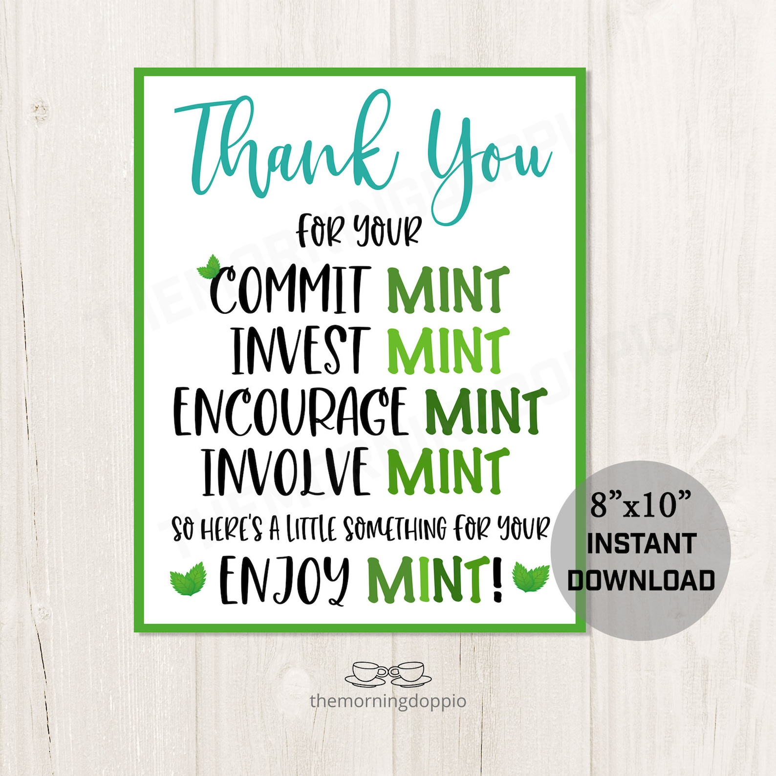 Printable MINT Gratitude Sign Thank You Sign for Teachers | Etsy