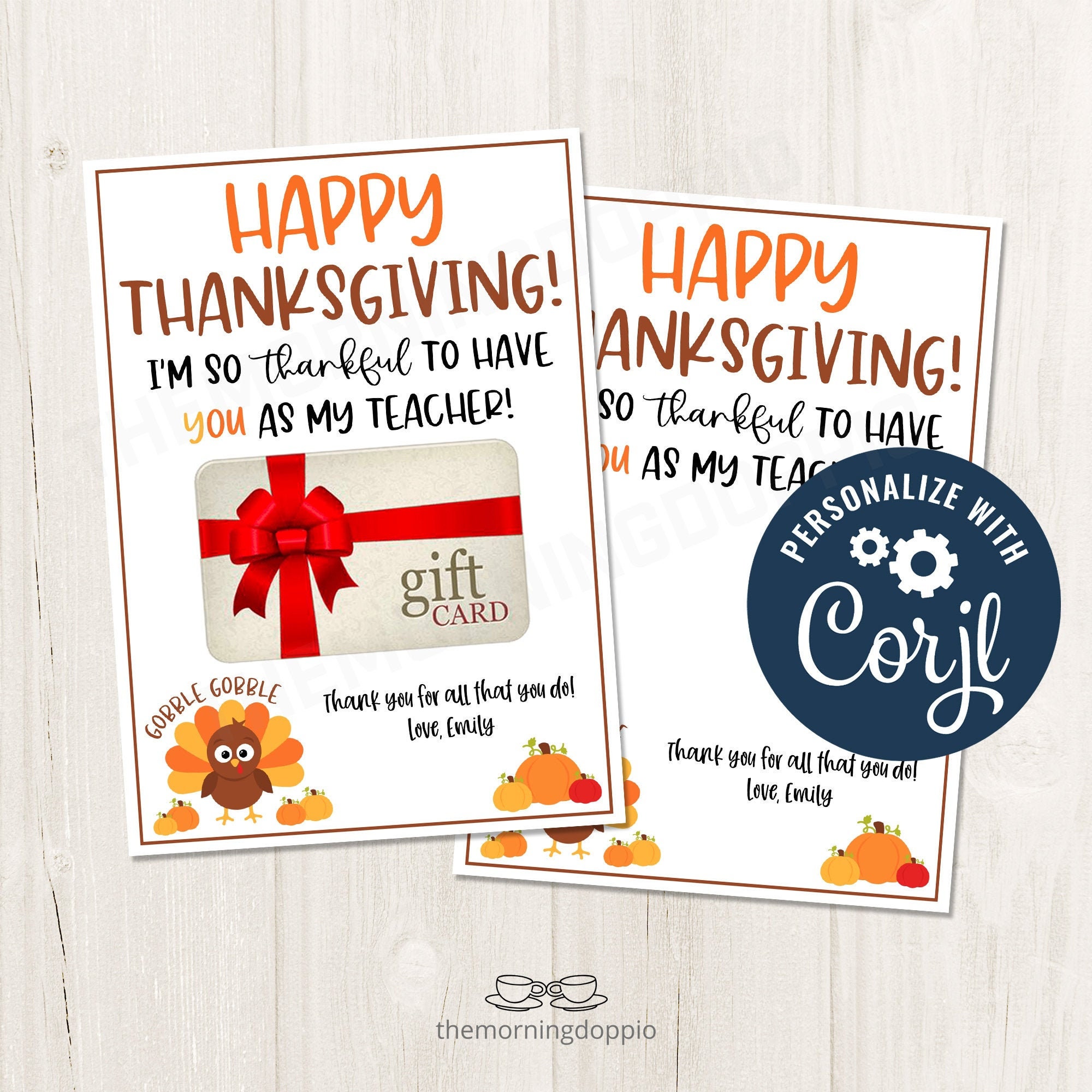 Printable/editable Happy Thanksgiving Gift Card Holder - Etsy