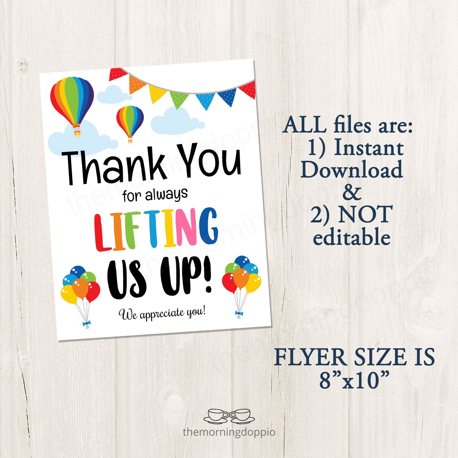 Printable Thank You for Lifting Us up Appreciation Sign, Thank You Sign ...