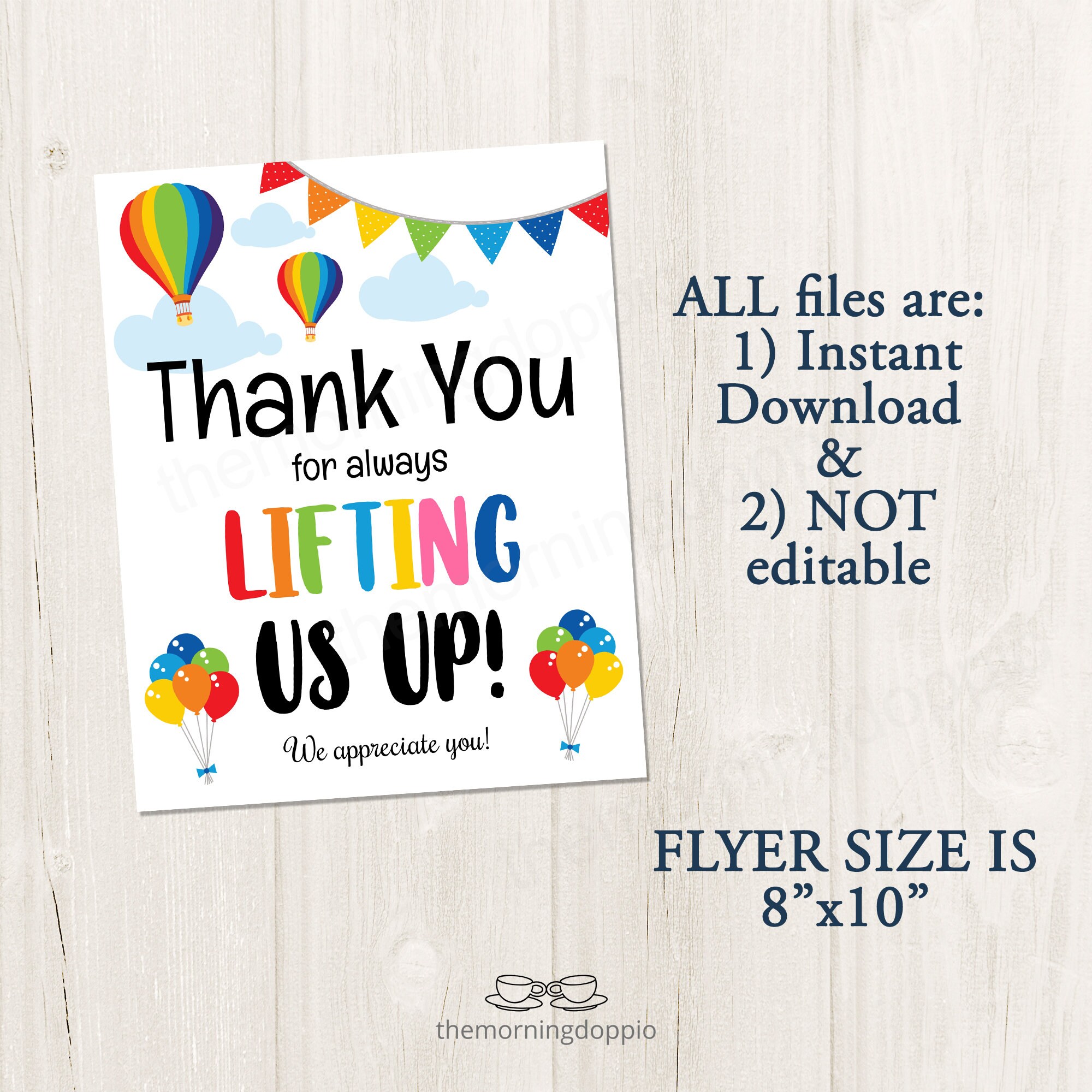 Printable Thank You for Lifting Us up Appreciation Sign, Thank You Sign ...