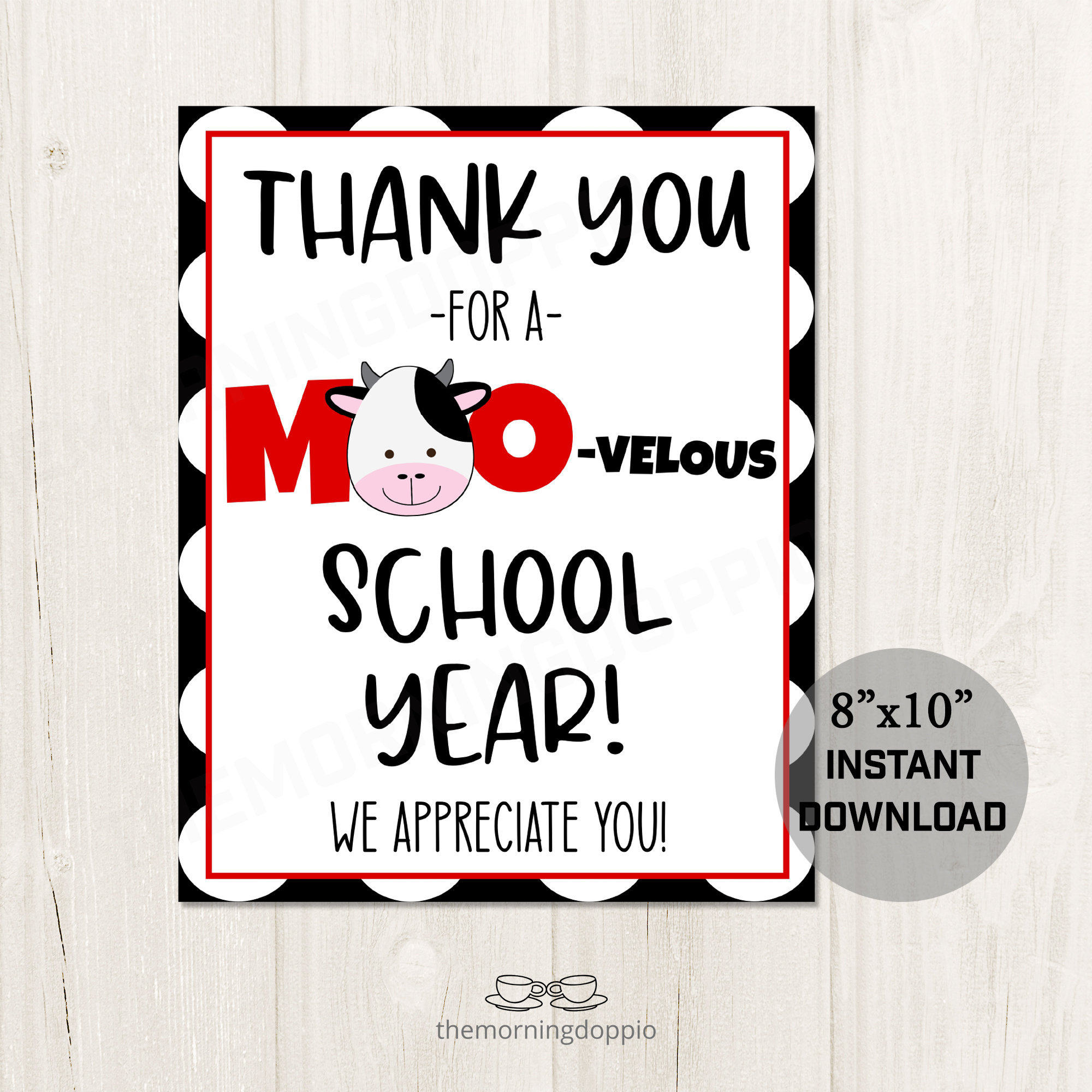 Printable Thank You for a Moo-velous Chicken Chick Cow School - Etsy