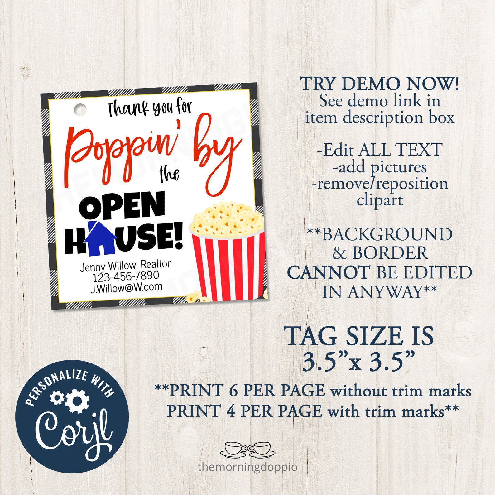 Printable/editable Thanks for Poppin by the Open House Real - Etsy