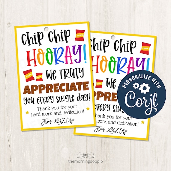 Printable/editable Chips Thank You Appreciation Gift Tag for - Etsy