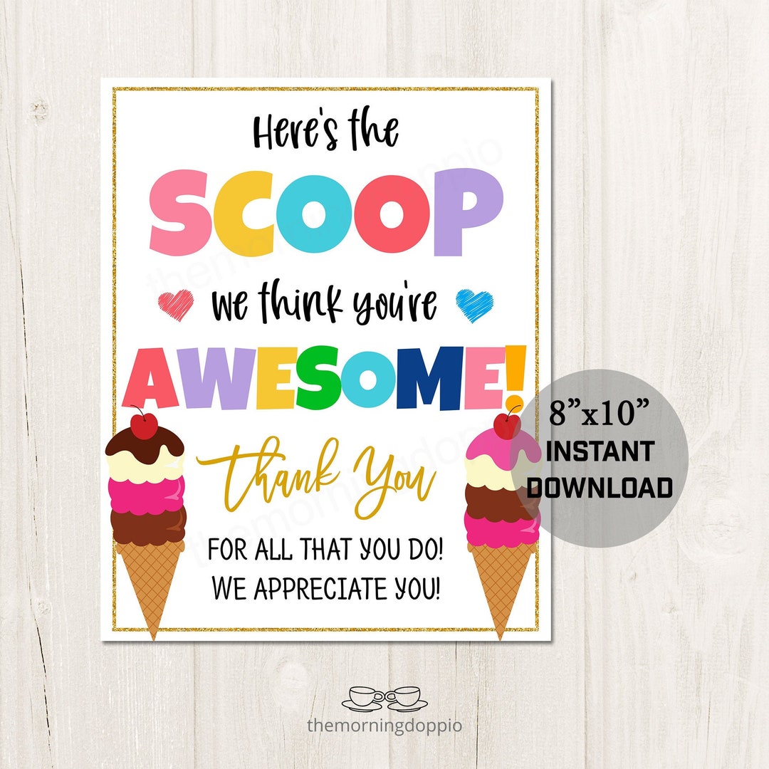 Printable Ice Cream Thank You Sign, Dessert Table Sign, Thank You Sign ...