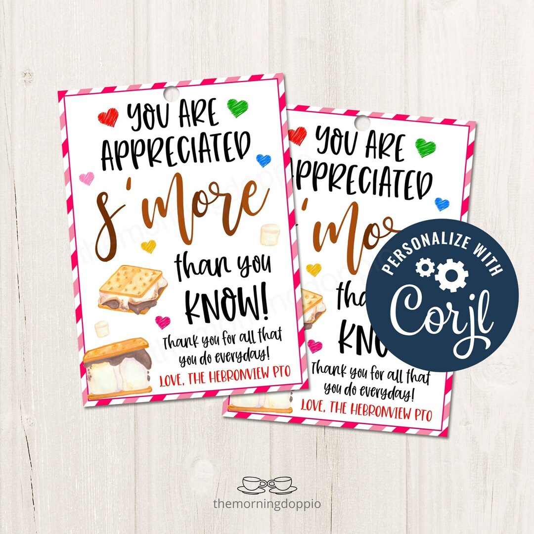 Printable/editable You Are Appreciated Smore Than You Know Valentines ...