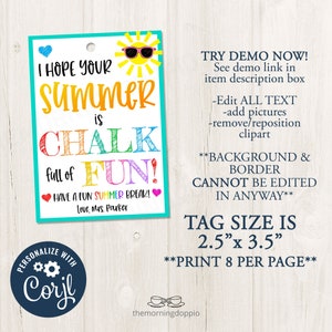 Printable/editable Chalk Full of Fun Summer Break Last Day of School ...