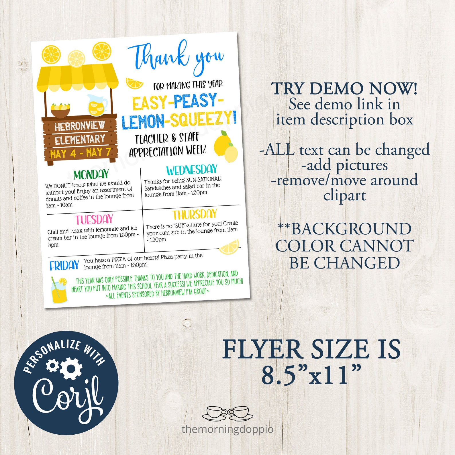 Printable/editable Lemonade Lemons Theme Teacher and Staff - Etsy