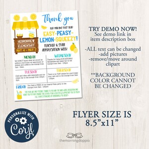 Printable/editable Lemonade Lemons Theme Teacher and Staff Appreciation ...