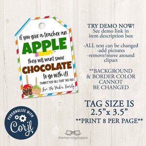 Printable/editable Chocolate Covered Apples Caramel Apple Presents ...