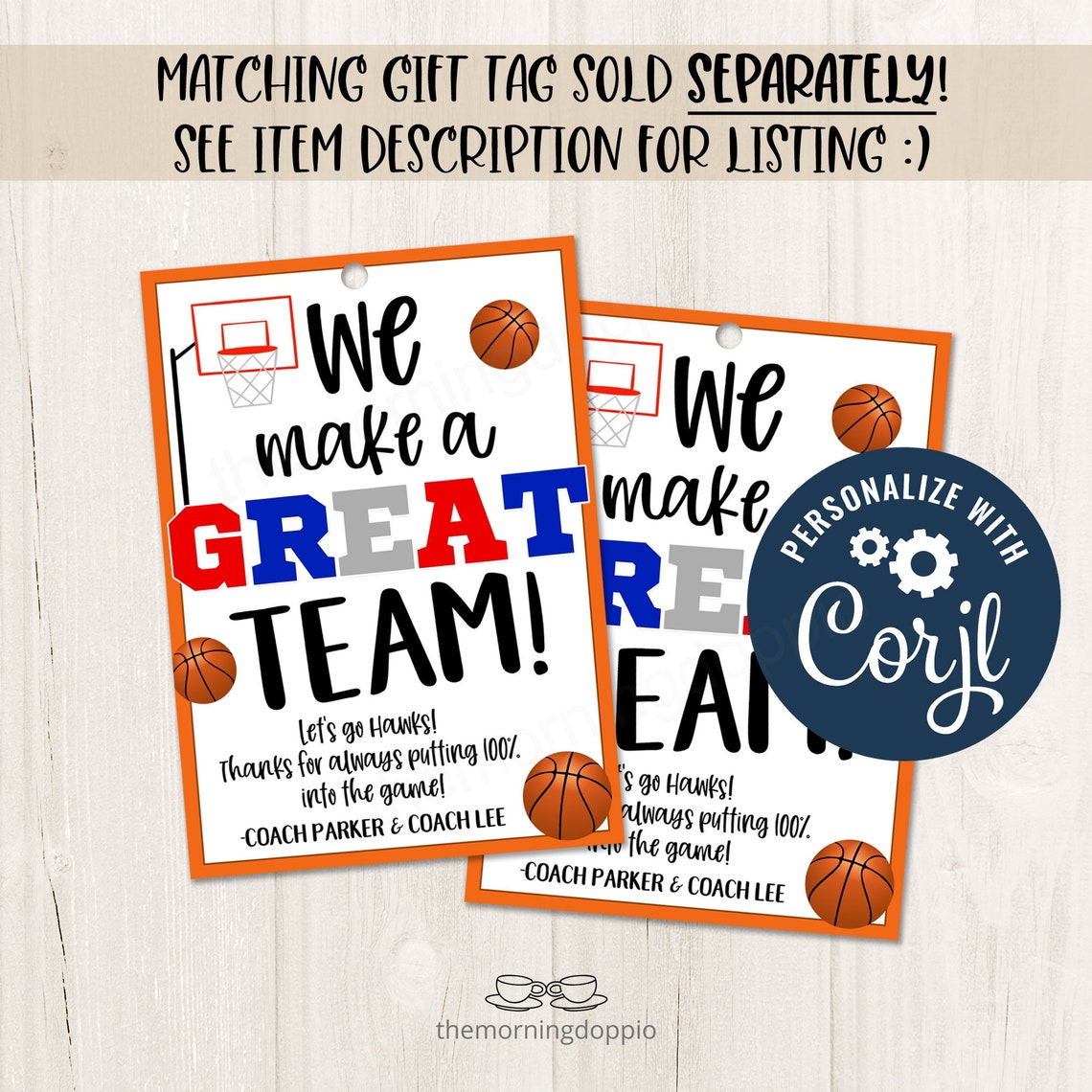 Printable/editable Basketball Thank You End of Season Gift Tag - Etsy