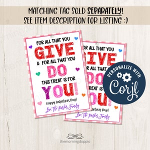 Printable Valentines Day Treat Snack Bar Appreciation Thank You Sign ...