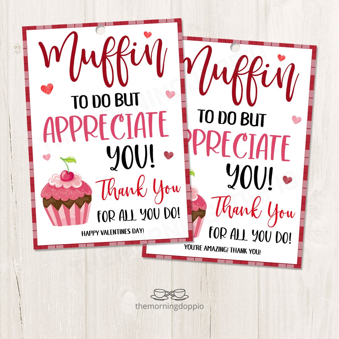 Printable/editable Muffin Gift Tag, Sweet Bakery Valentines Day ...
