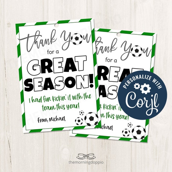 Printable/editable Soccer End of Season Gift Tag for Teams - Etsy