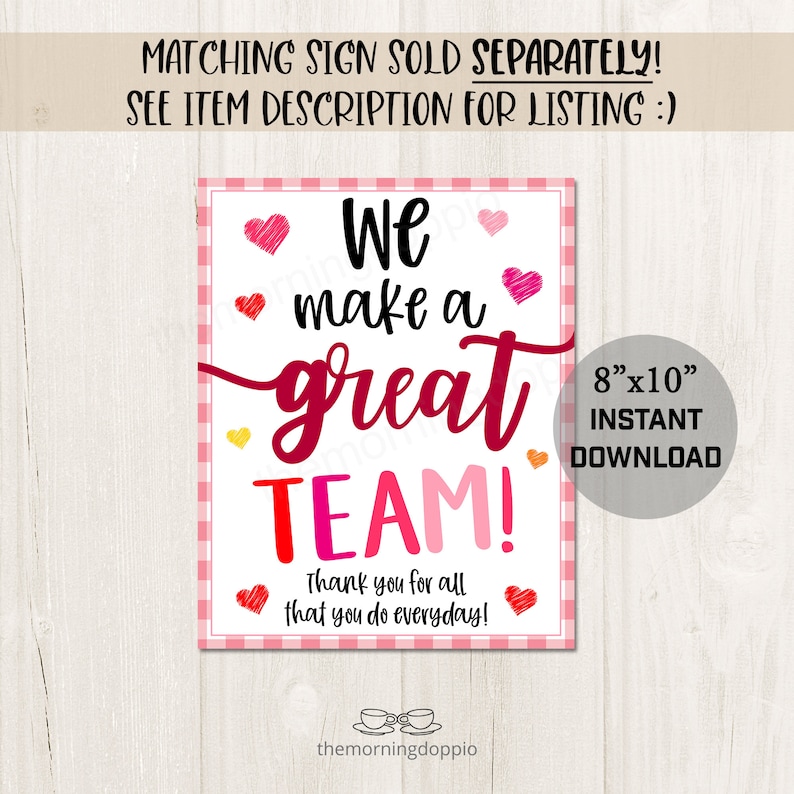Printable/editable We Make a GREAT TEAM Gift Tag - Etsy