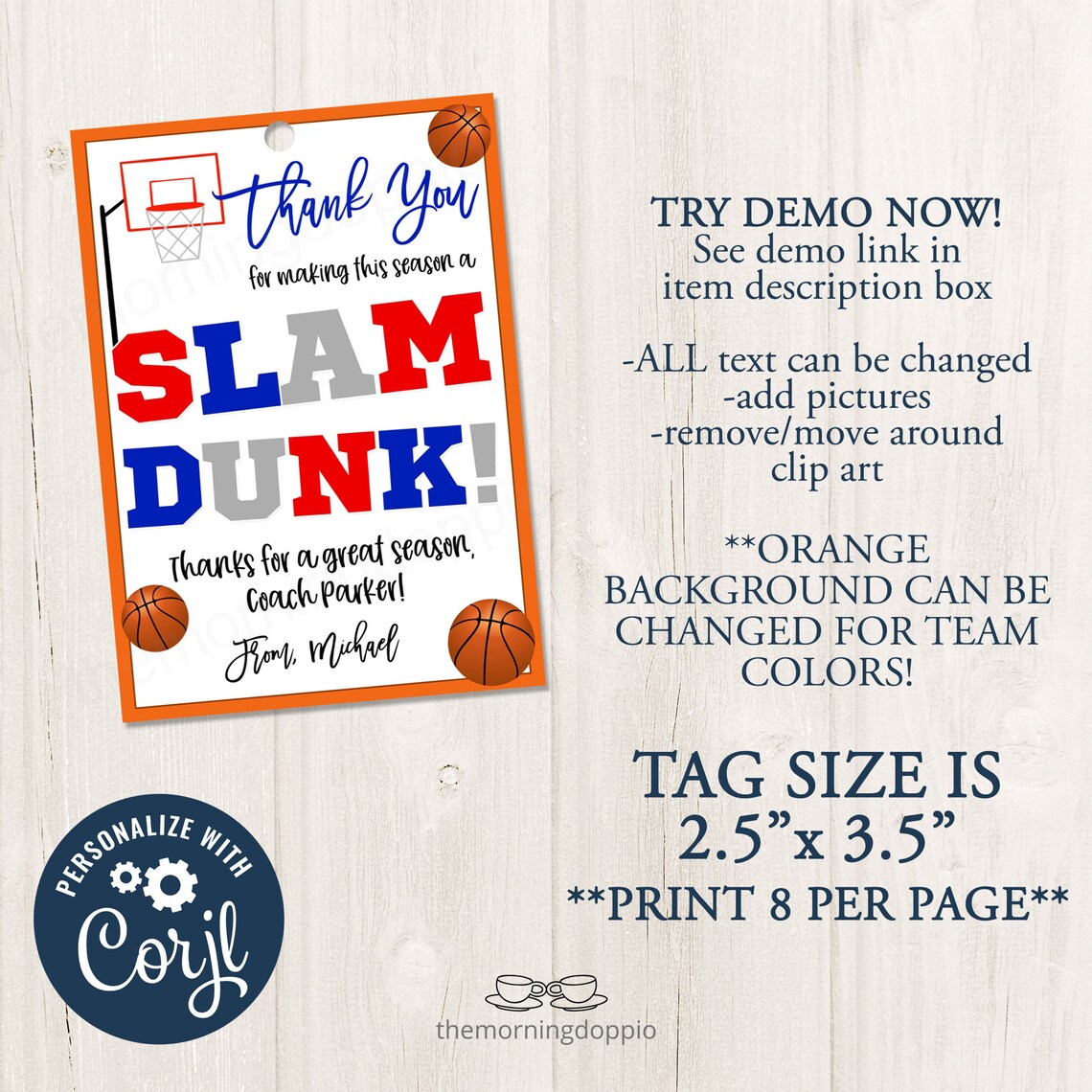 Printable/editable Basketball Thank You End of Season Gift Tag - Etsy