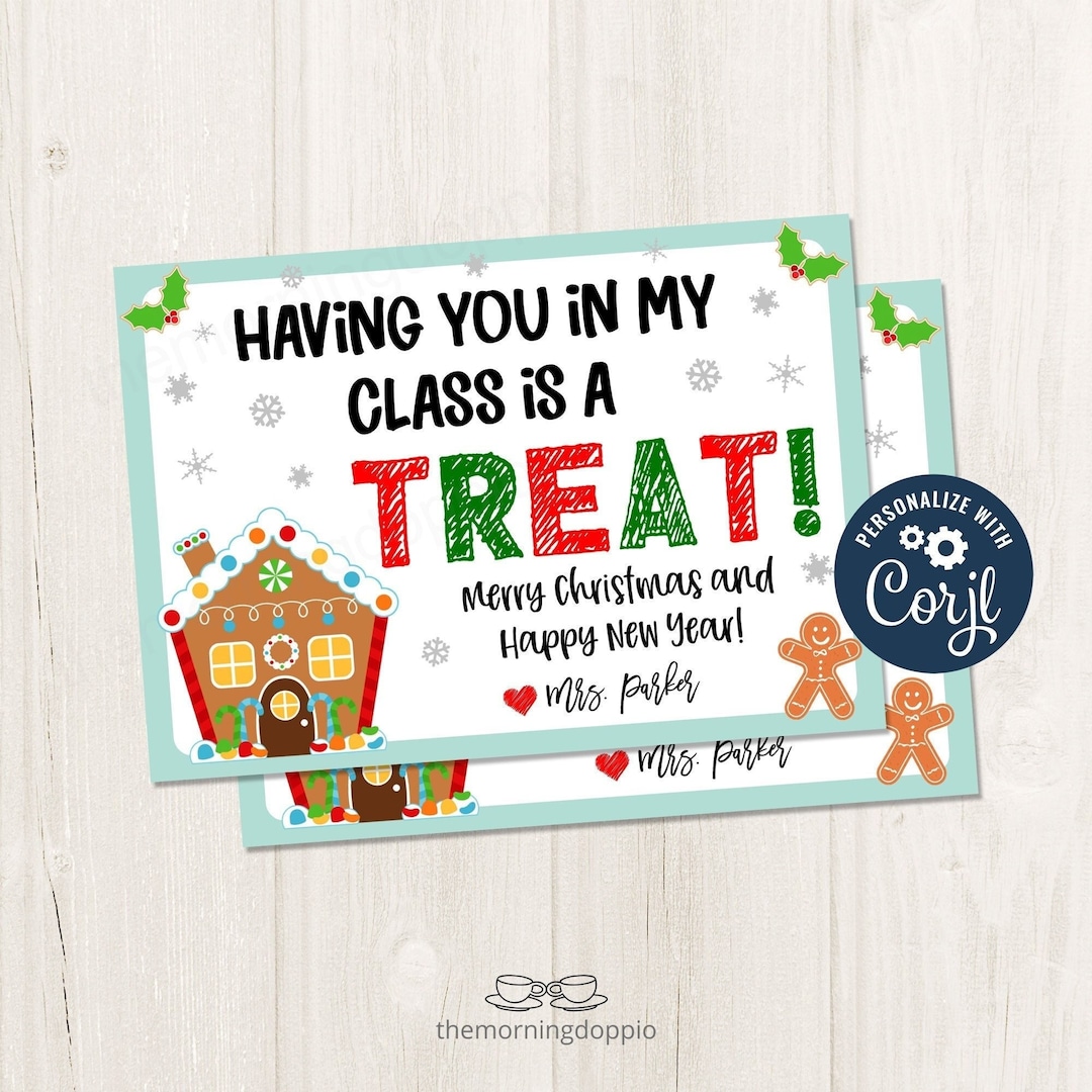Printable/editable Christmas Holiday Classroom Postcard for Students ...