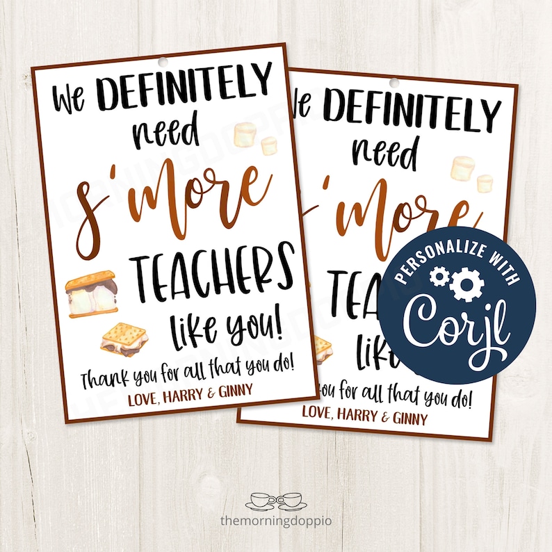 Printable/editable We Need Smore Teacher Like You Gift Tag | Etsy