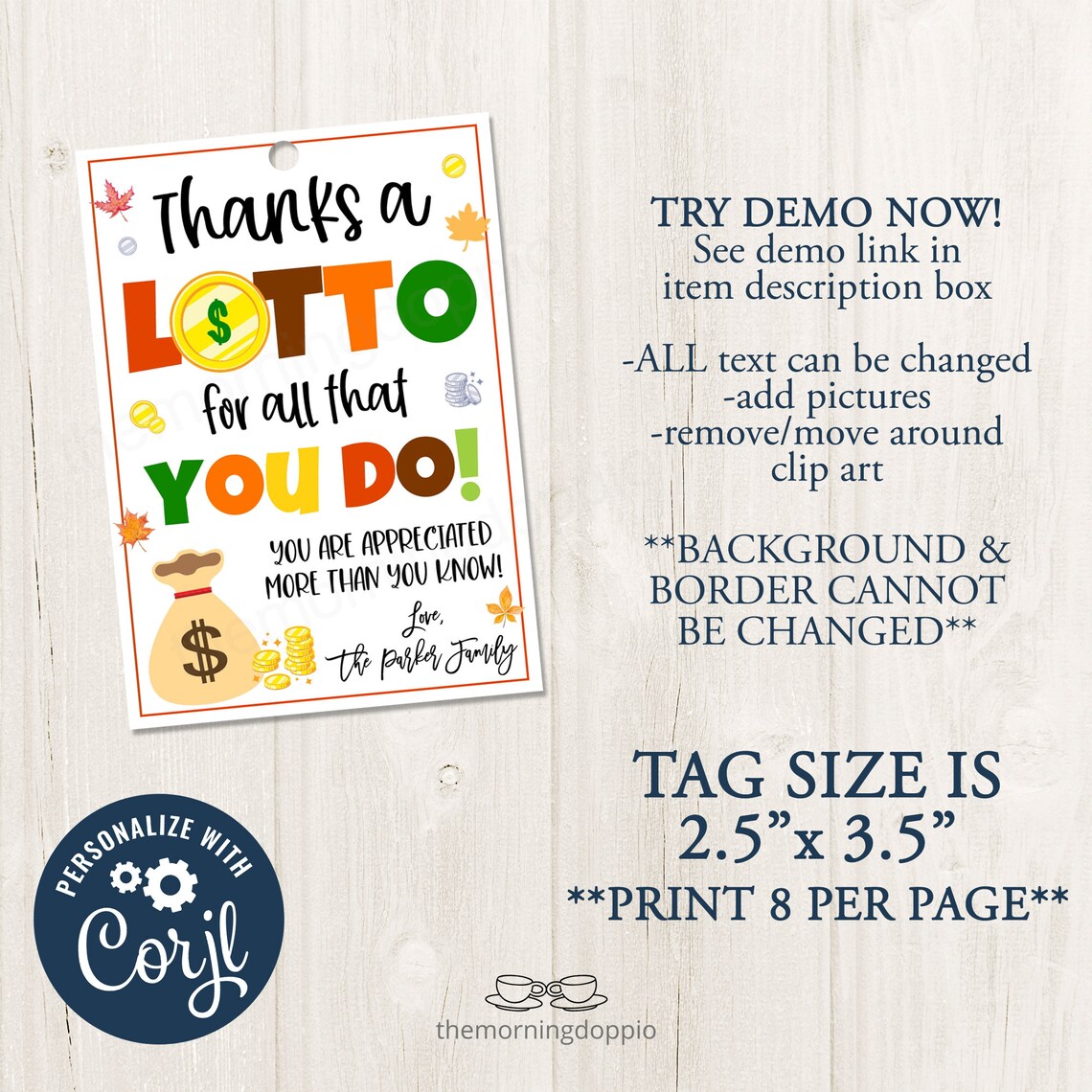 Printable/editable Thanks a Lotto for All You Do Lottery | Etsy