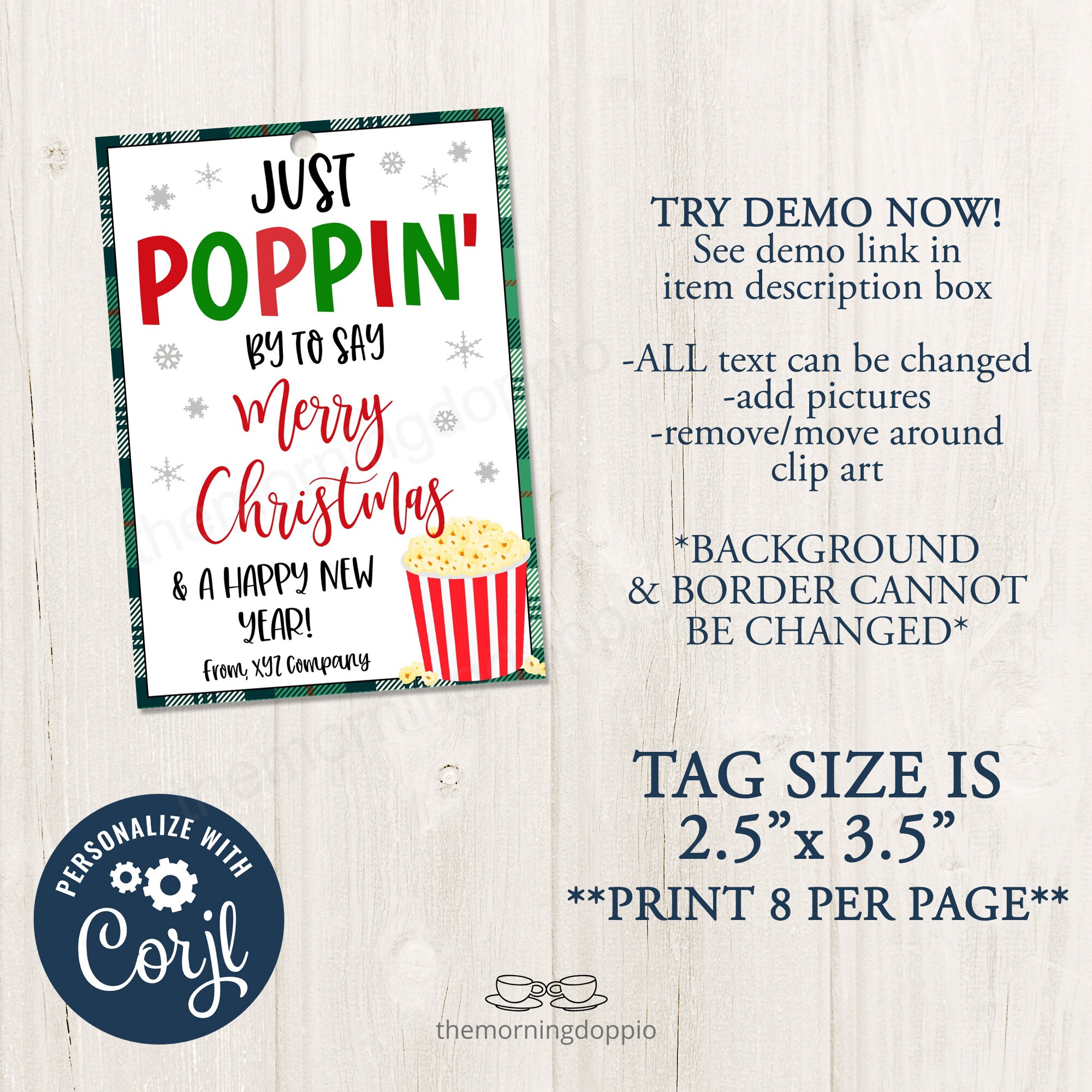 Printable/editable Poppin' by to Wish You a Merry Christmas Holiday ...