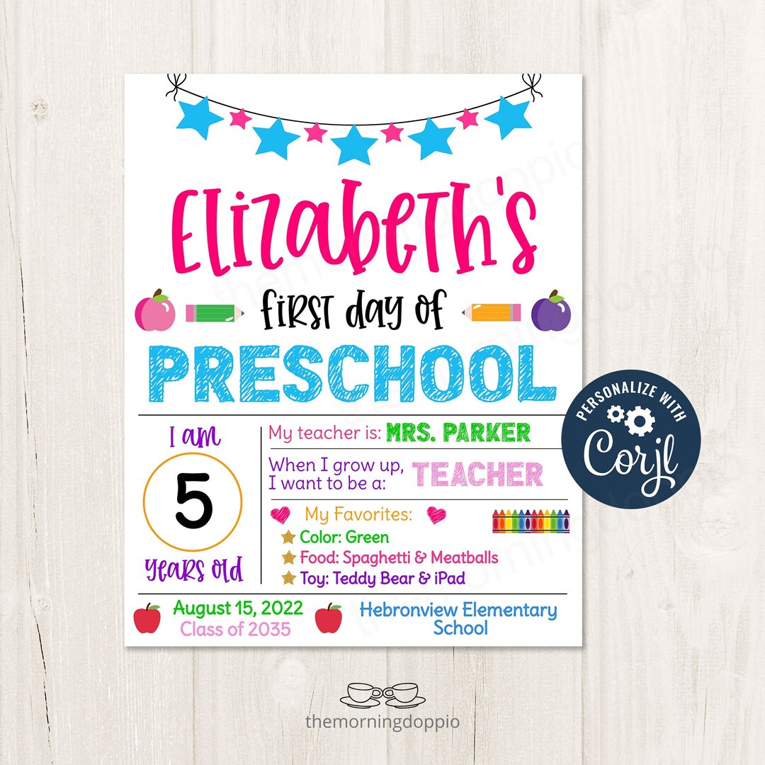 Printable/editable ANY Grade First Day of School Sign, First Day of ...