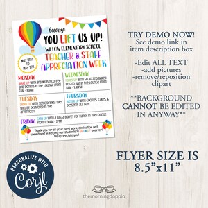 Printable/editable You Lift Us UP All Teacher and Staff Appreciation ...