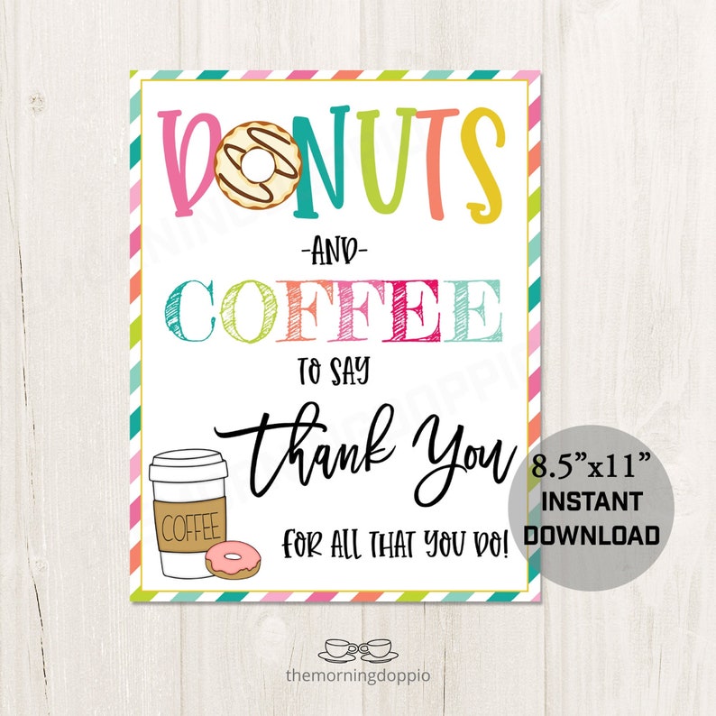 Printable Donuts and Coffee Appreciation Flyer for Nurses Teacher PTO ...
