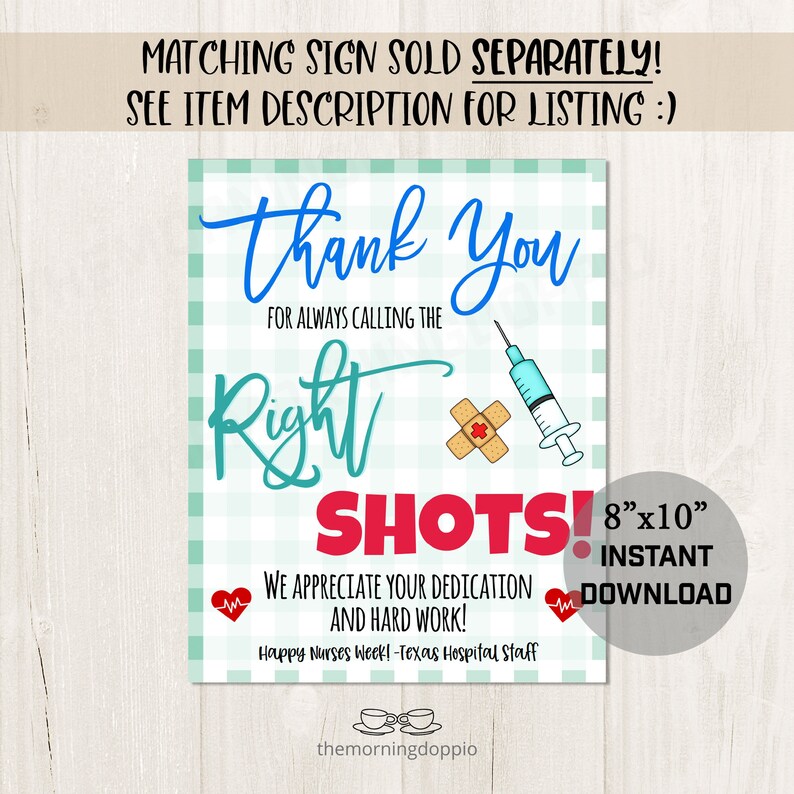 Printable/editable Thank You for Calling the Right Shots - Etsy