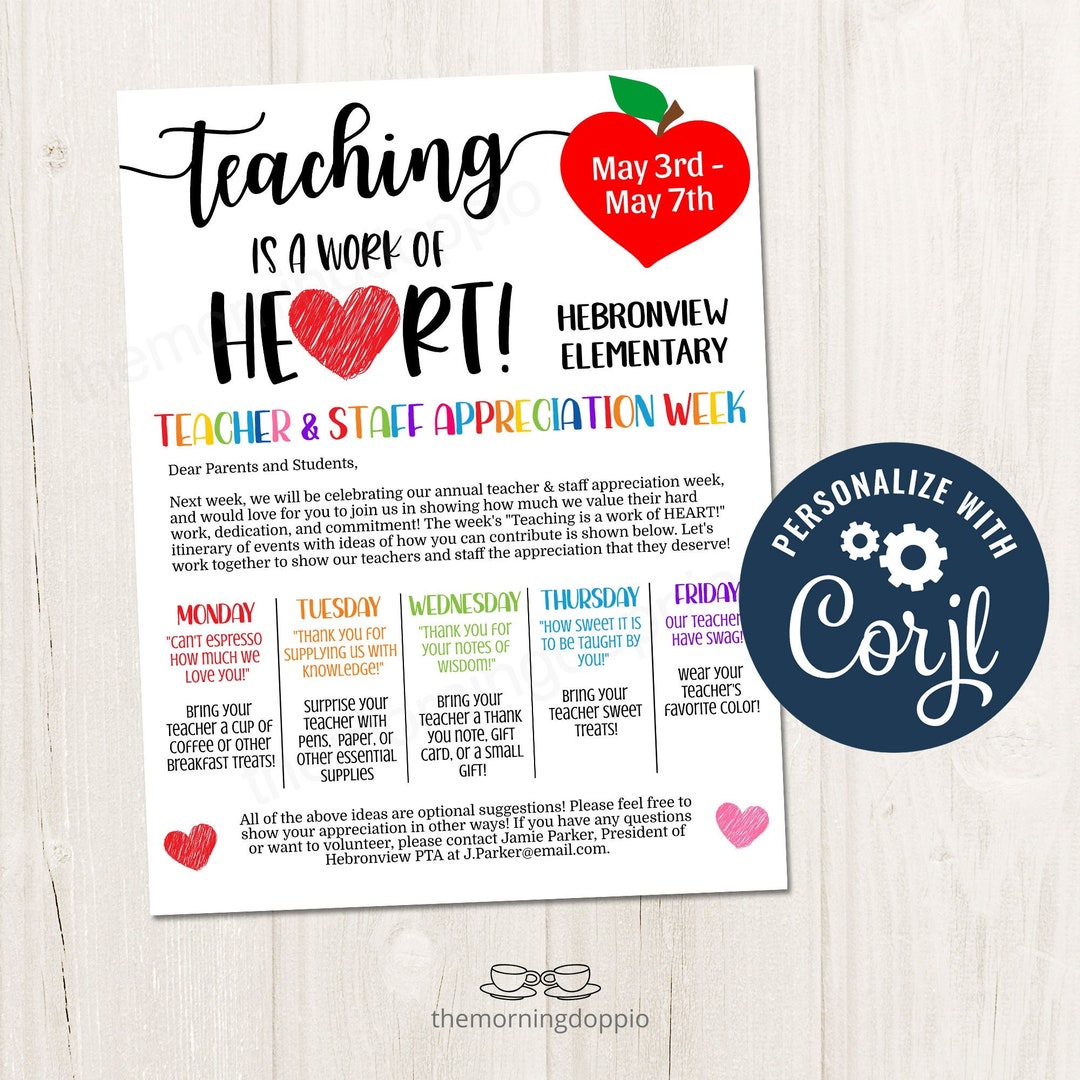 Printable/editable Teaching is a Work of Heart Parent Letter Teacher ...