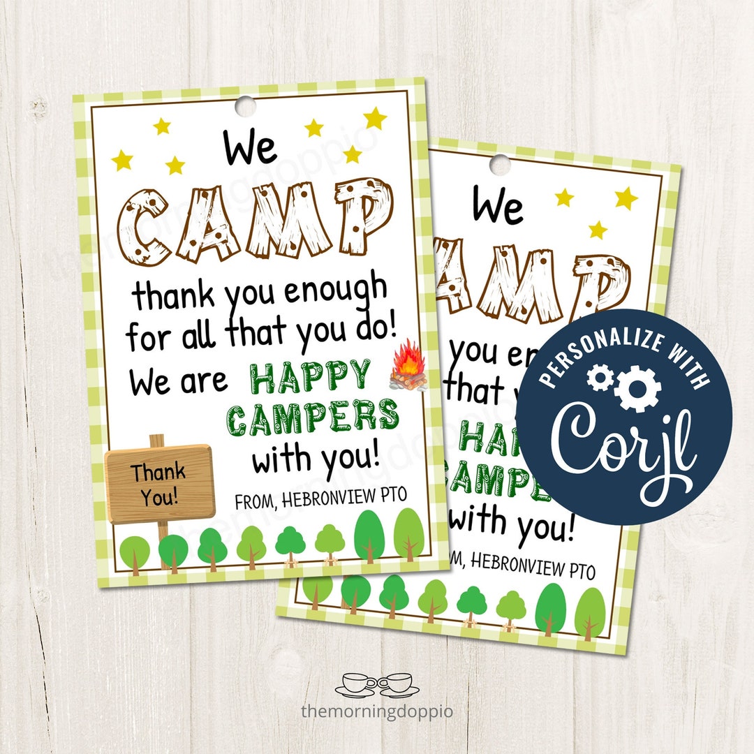 Printable/editable We CAMP Thank You Enough Camping Outdoor Theme ...