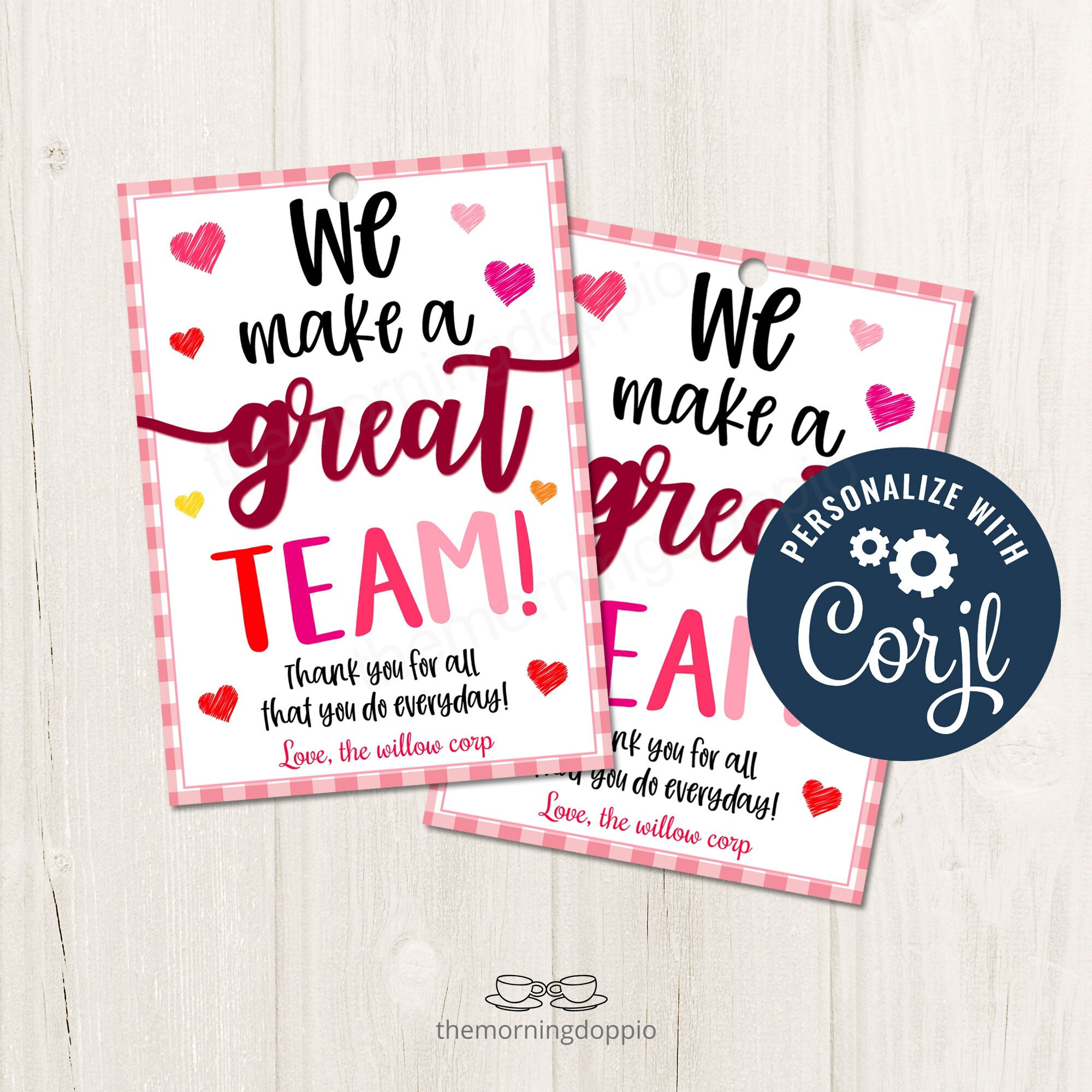 Printable/editable We Make a GREAT TEAM Gift Tag - Etsy