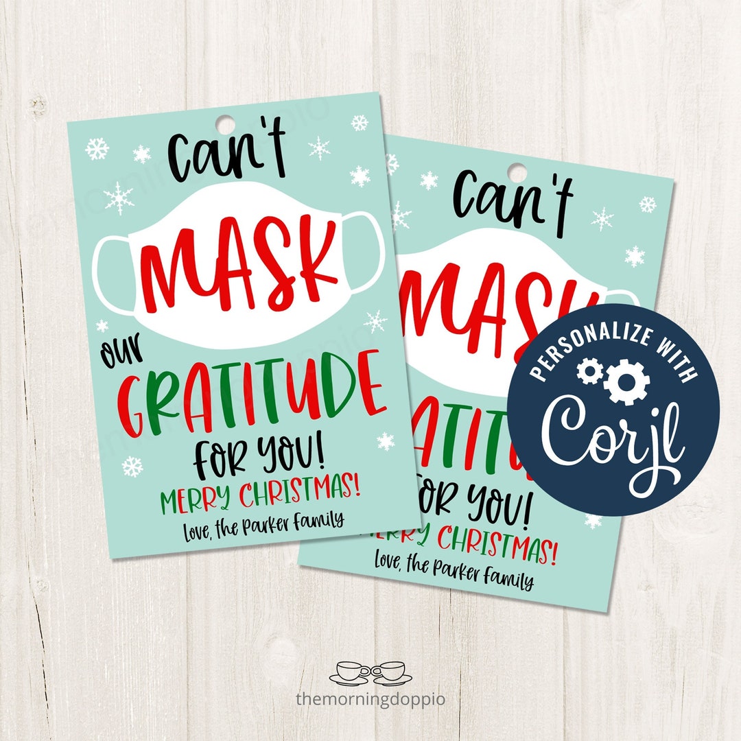 Printable/editable Can't Mask Gratitude for You Christmas Holiday Gift ...