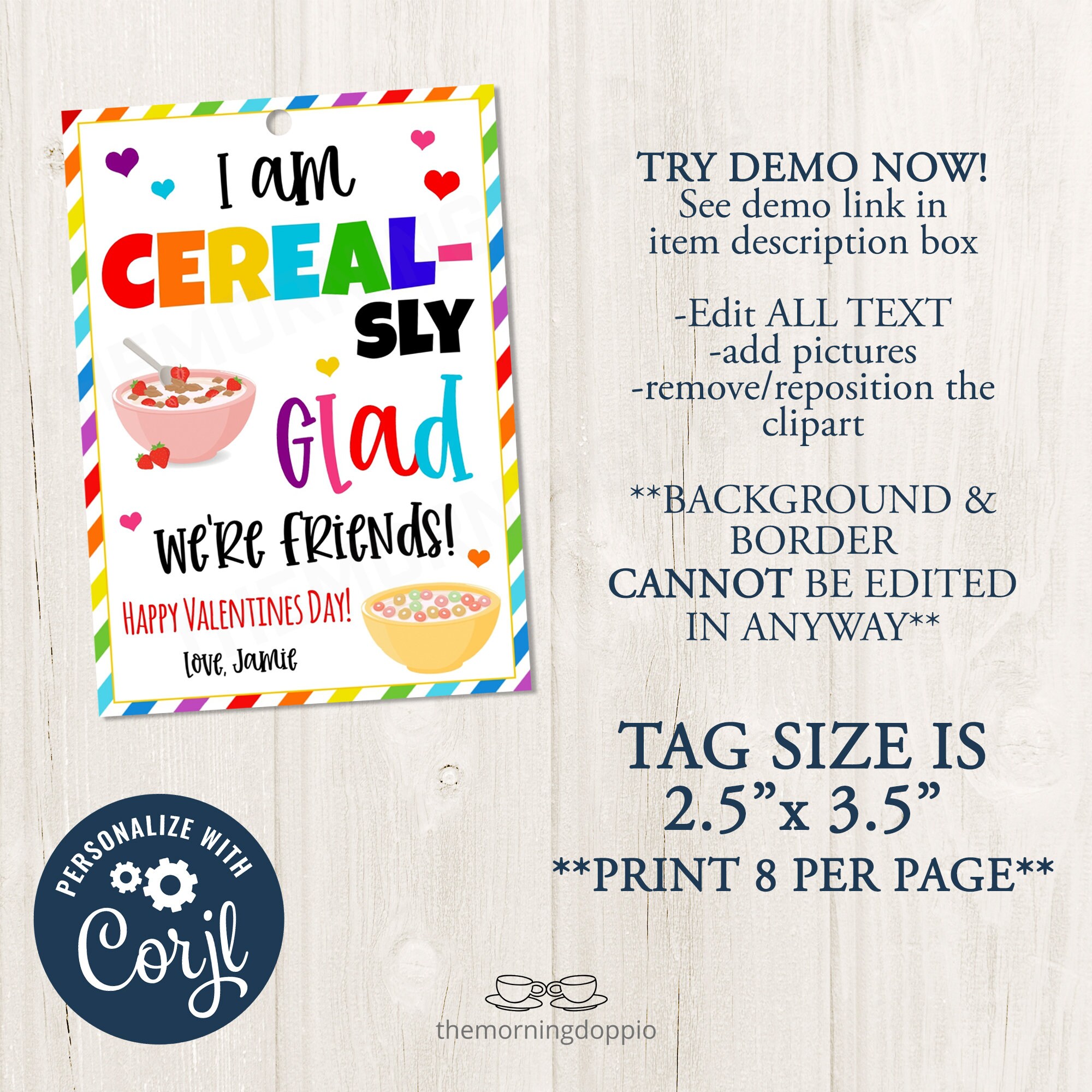 Printable/editable I Am Cereal-sly Glad We're Friends - Etsy