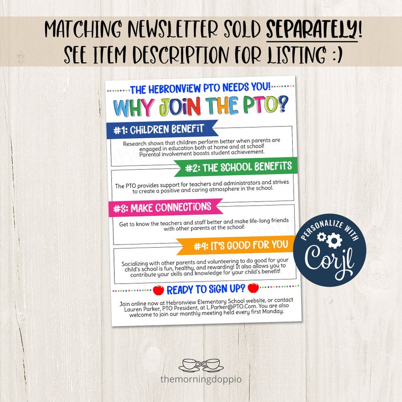 Printable/editable PTO PTA Membership Form Pto/pta Parent - Etsy