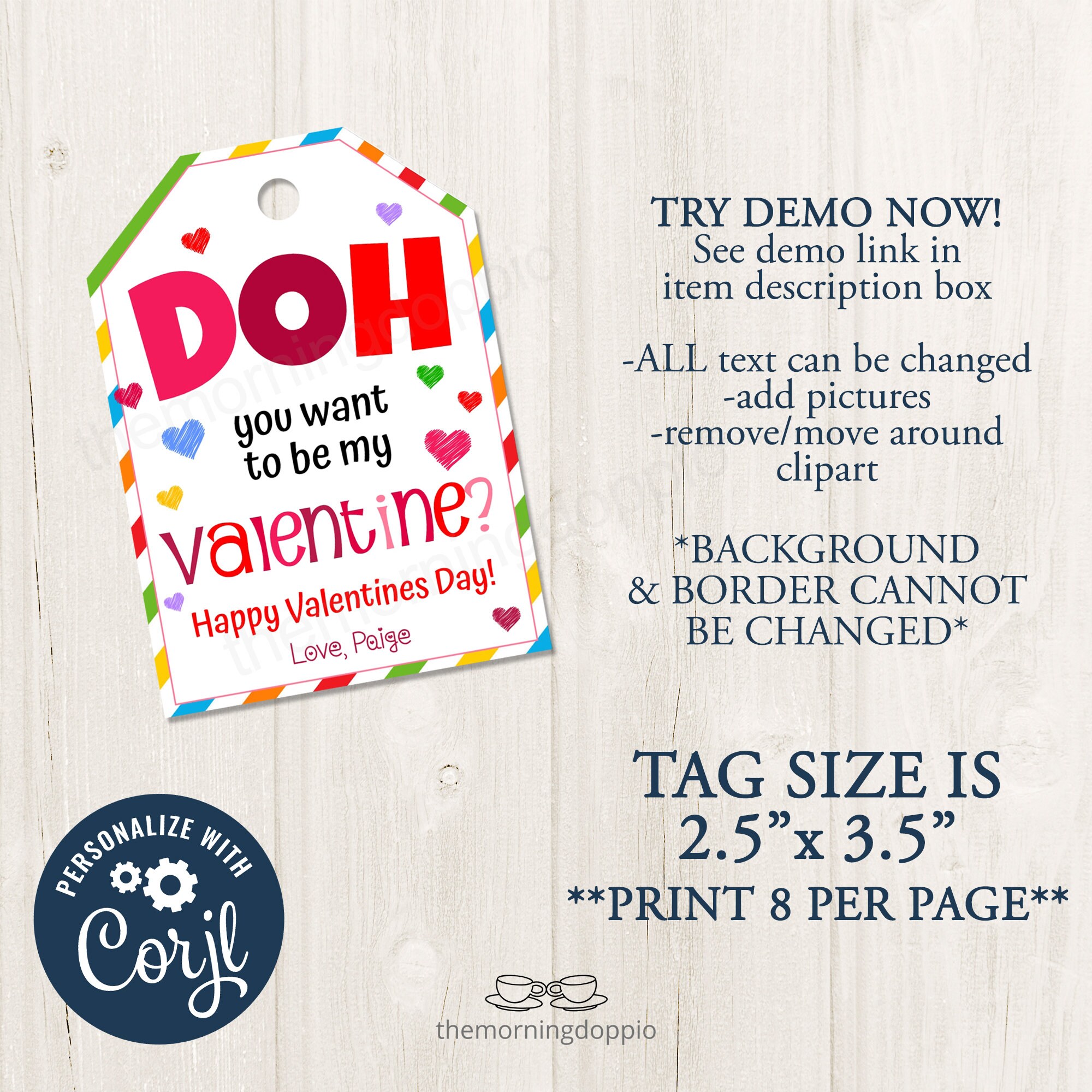 Printable/editable Doh You Want to Be My Valentine Valentine's Day Gift ...