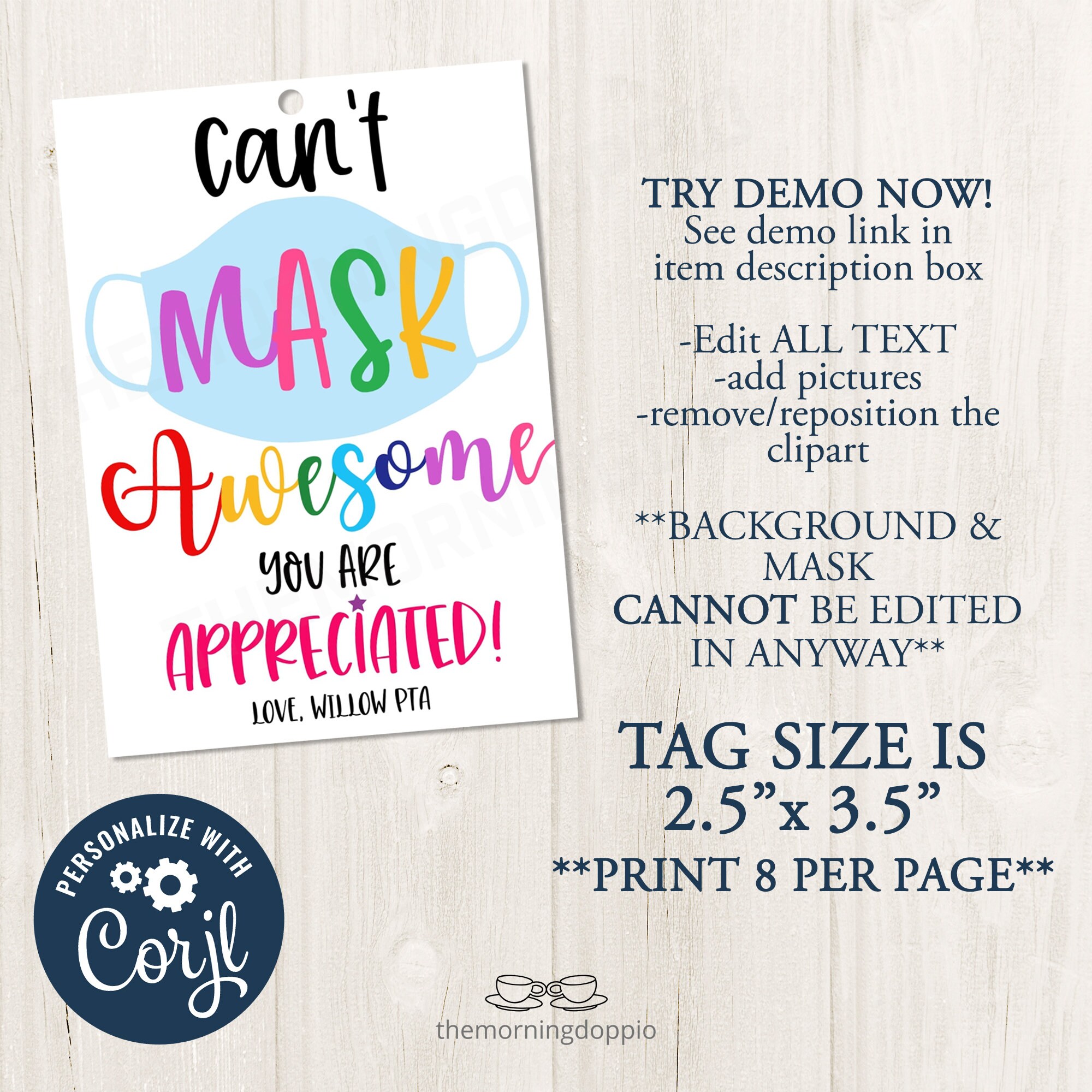 Printable/editable Can't Mask AWESOME You Are Appreciated - Etsy