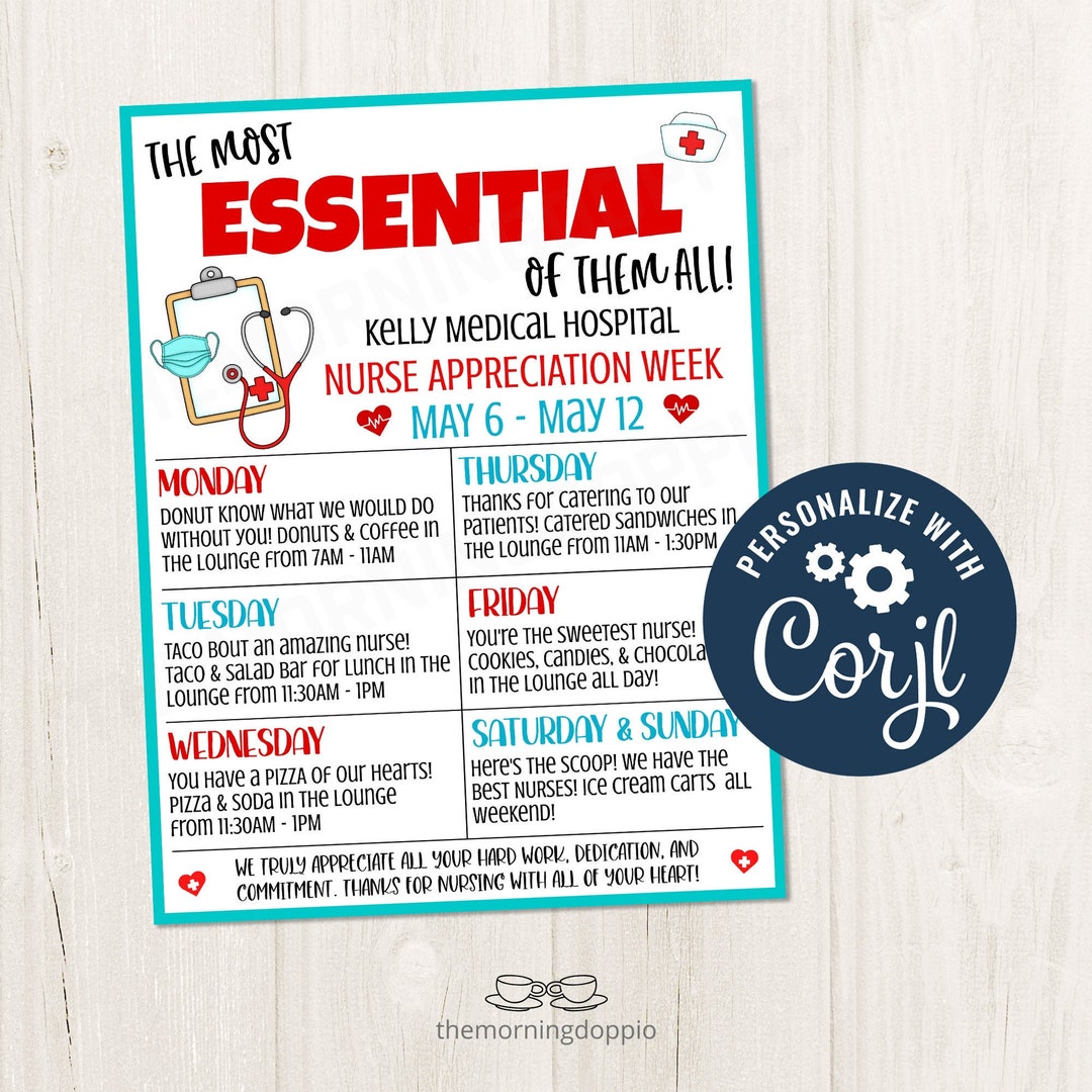 Printable/editable the Most Essential of Them All Nurse Appreciation ...