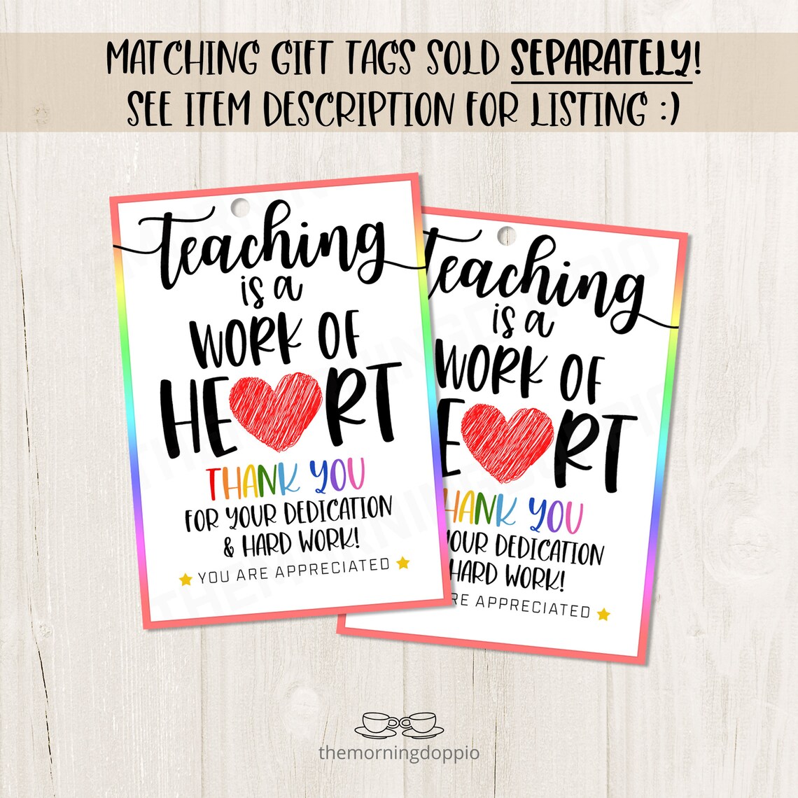 Printable/editable PDF Teaching is a Work of Heart - Etsy
