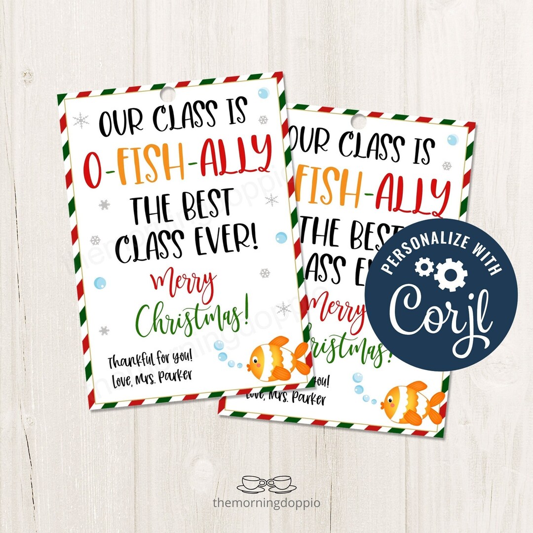 Printable/editable O-fish-ally the Best Ever Christmas Holiday Winter ...