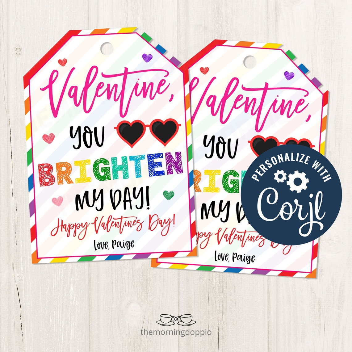 Printable/editable You Brighten My Day Valentine Sunglass Gift - Etsy