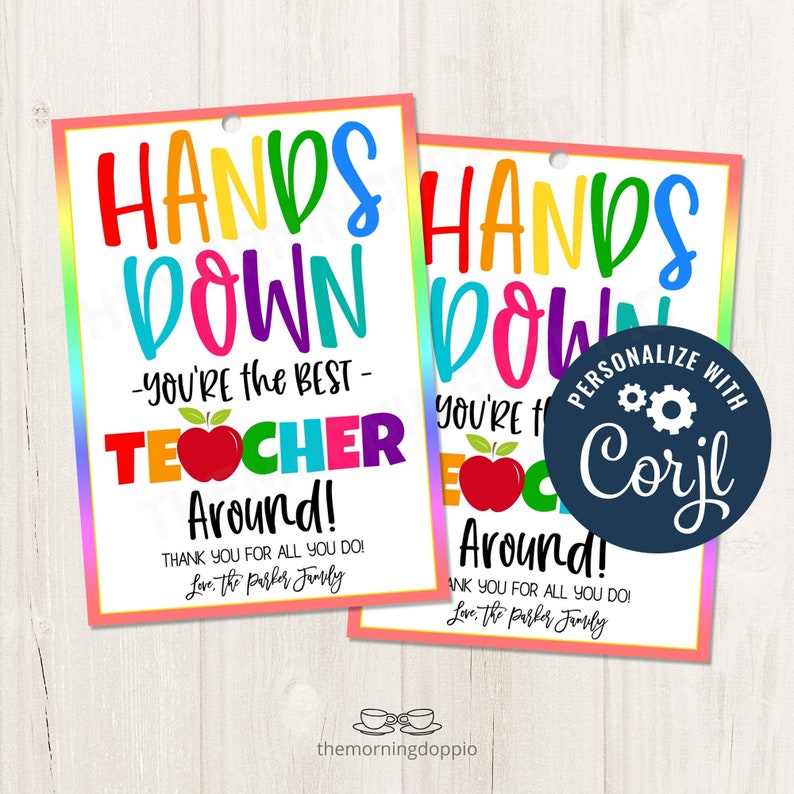 Printable/editable Hands Down You're the Best Teacher - Etsy