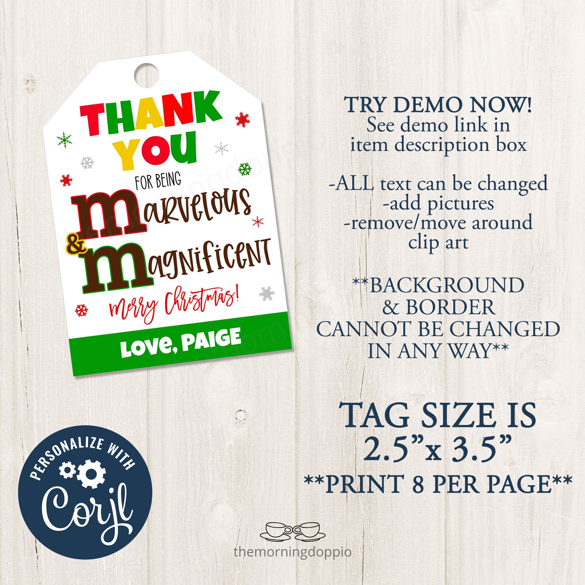 Printable/editable You Are Marvelous and Magnificent M&M Christmas ...