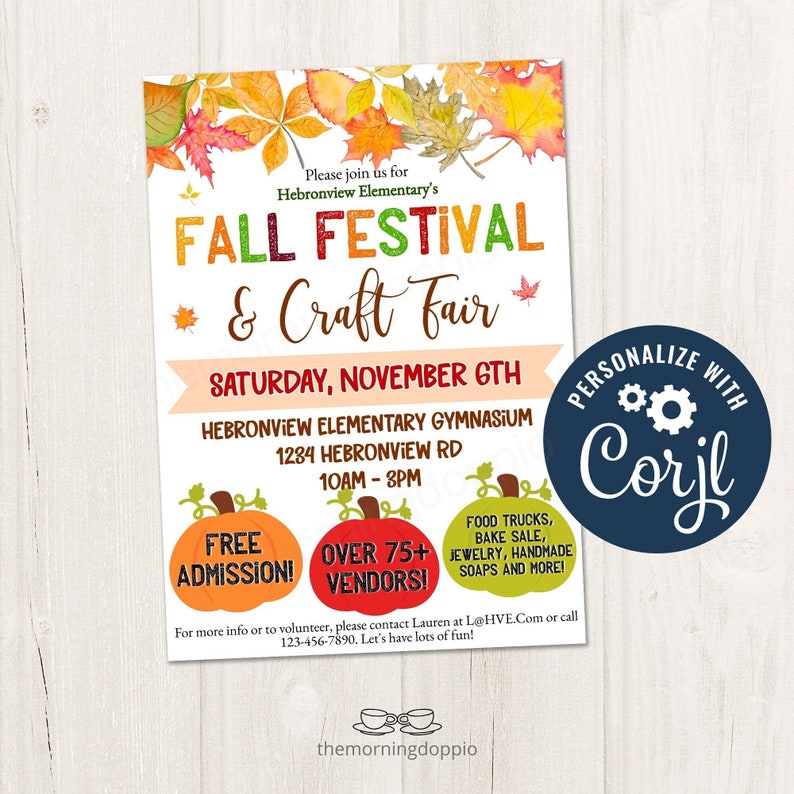 Editable Fall Festival Craft Fair Market Flyer/invitation - Etsy