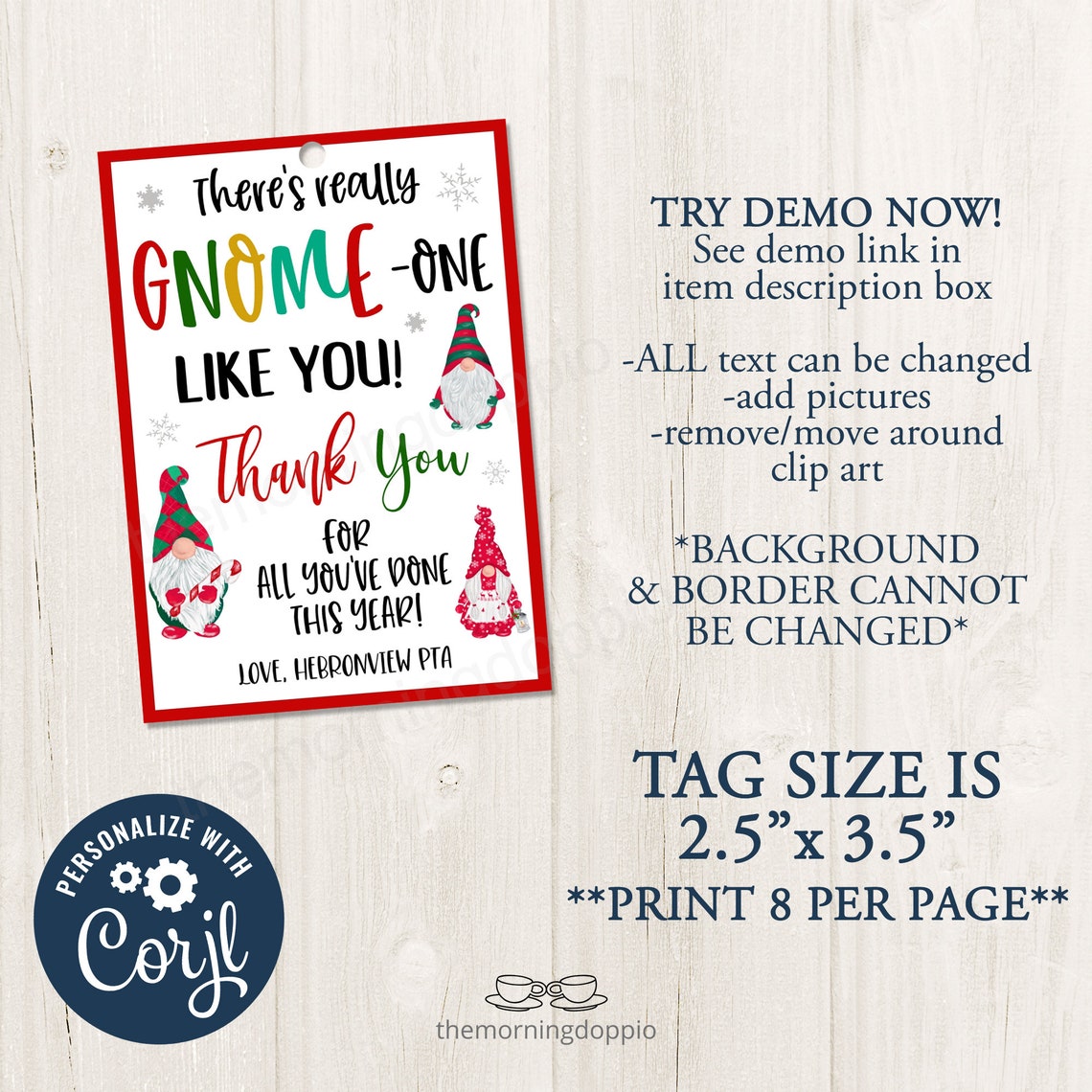 Printable/editable There's Gnome One Like You Christmas | Etsy