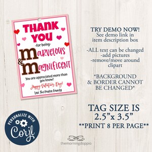 Printable/editable You Are Marvelous and Magnificent M&M Valentines Day ...