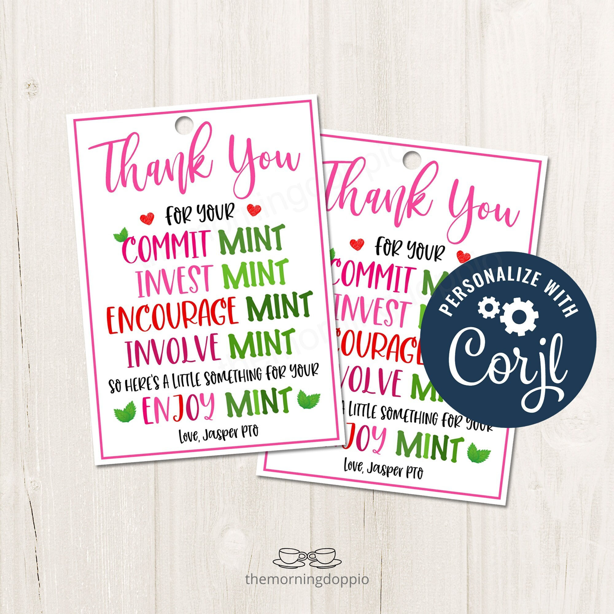 Printable/editable Thank You Mint Valentines Appreciation Gum - Etsy