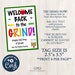 Printable/editable Welcome Back to the Grind Coffee Gift Tag, Back to ...