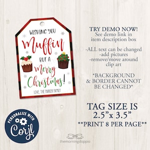 Printable/editable Wishing You Muffin but a Merry Christmas Holiday ...