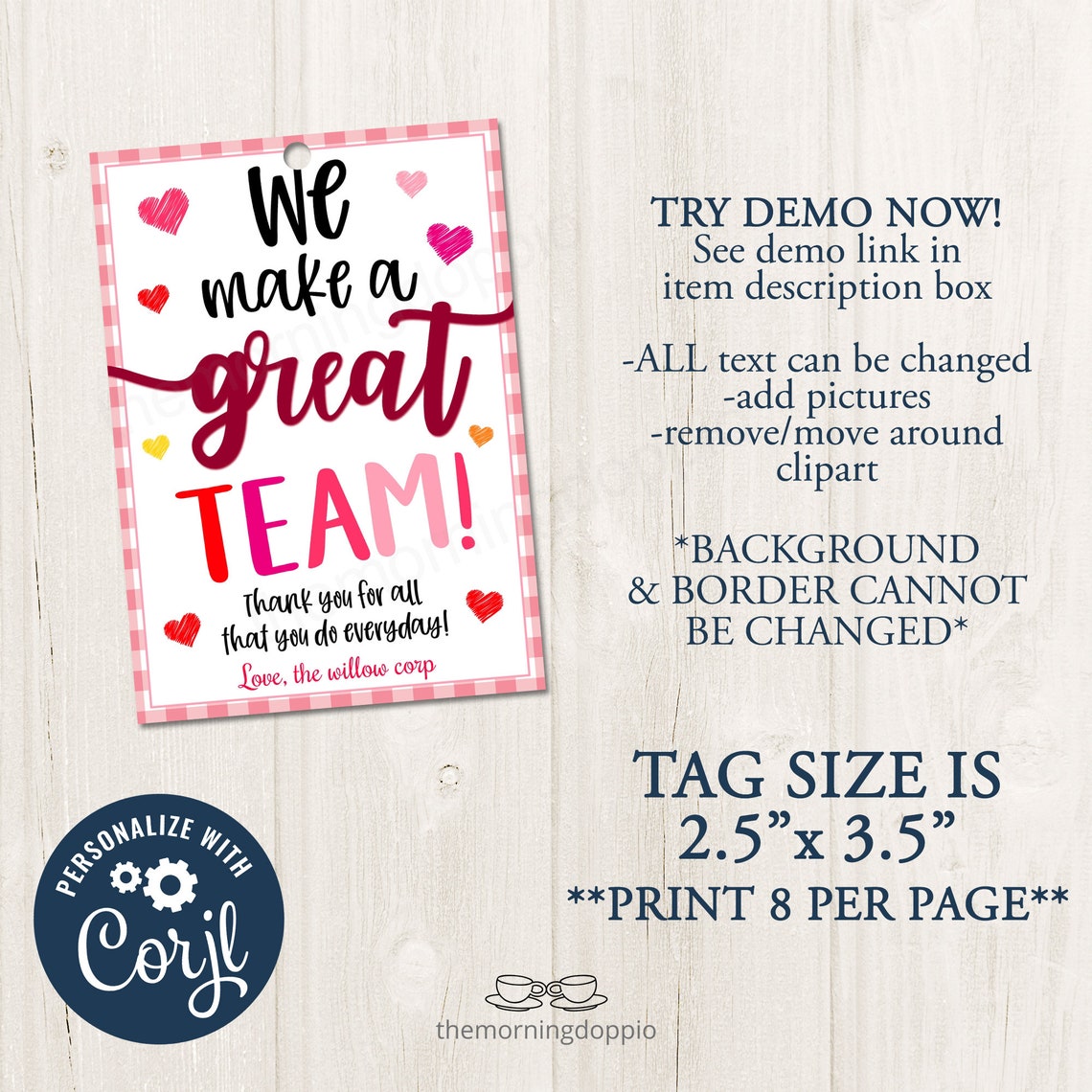 Printable/editable We Make a GREAT TEAM Gift Tag - Etsy Canada